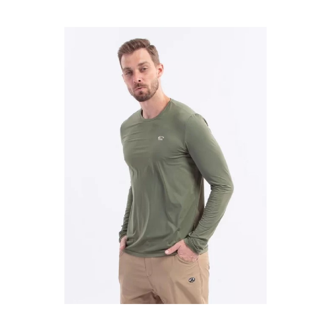 Blusa Masculina UV Protection XGG Verde Oliva Sol Sports - Armazém Aventura
